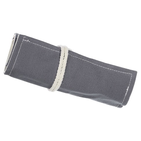 Unique Bargains Handmade Canvas Roll-up Pencil Case Gray 24 Slots : Target