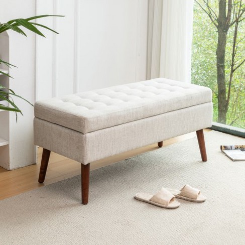 Modern Ottoman Storage Bench, Entryway Ottoman Bench With Wooden Legs ...