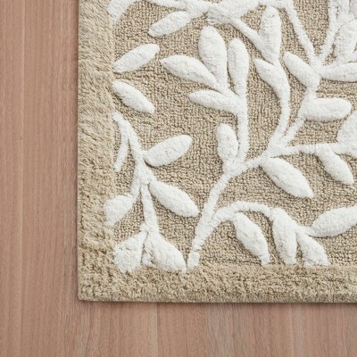 Madison Park Monroe Soft Floral Modern Cotton Tufted Bath Rug Taupe ...