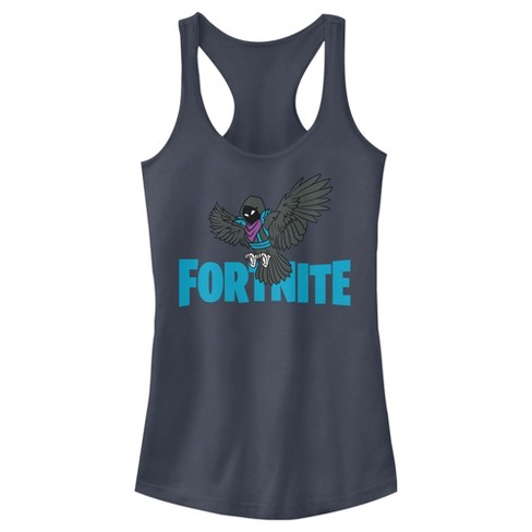 Junior's Women Fortnite Raven Logo Racerback Tank Top - Indigo - Medium ...