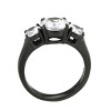 Slickblue Women’s Black Ion Plated Stainless Steel Three Stone Ring ...