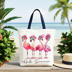 Flamingo Hello Summer Canvas Tote Bag, Retro Gift Shopper with Tropical ...