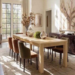 HOMSEE 83.8" Wood Dining Table, Light Oak Veneer Rectangular Dining ...