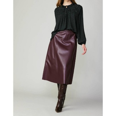 Women's Vegan Leather Midi Skirt - Current Air S : Target