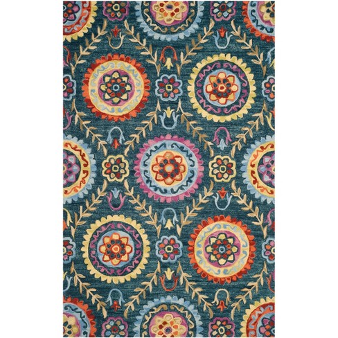Suzani Szn374 Hand Hooked Area Rug - Blue/multi - 6'x9' - Safavieh ...
