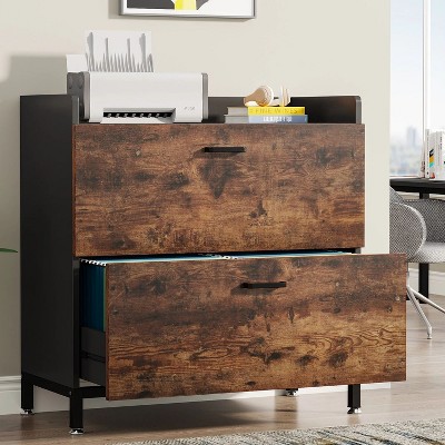 Costway 2-drawer Wood Lateral File Cabinet With Adjustable Bars For ...