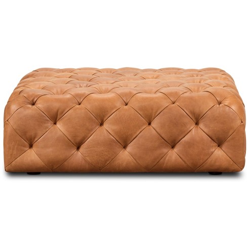 Poly Bark Turin Leather Ottoman In Cognac Tan Target