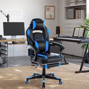 Ergonomic Reclining Gaming Chair with Footrest, 135° Adjustable PU ...