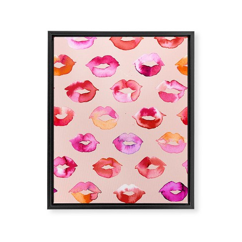 Ninola Design Sweet Pink Lips Framed Art Canvas - Society6 : Target