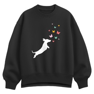 Women's - Instant Message - Dachshund Chasing Butterflies Oversized ...