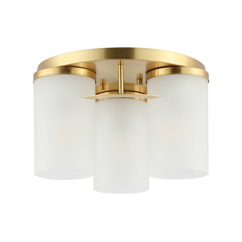 Jeffra 3 Light 12.5" Flush Mount - Brass Gold/ Acid Glass - Safavieh ...