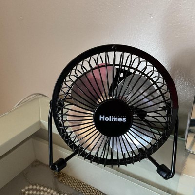 Holmes 4" Usb Powered Adjustable Head Personal Desk Fan Black : Target