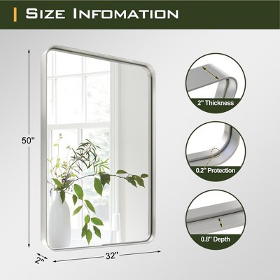 50"x32" Round Angle Rectangle Alloy Aluminium Framed Silver Wall ...