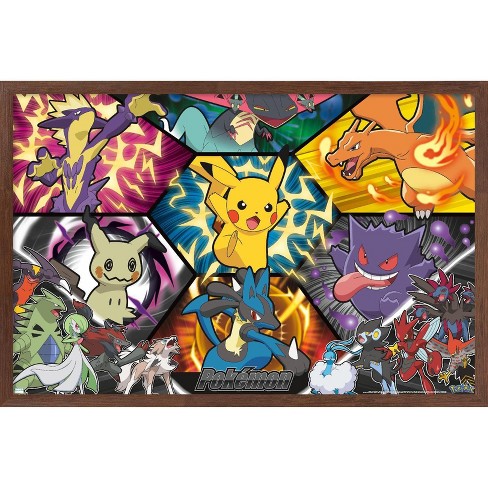 Trends International Pokémon: Battle Art - Group Framed Wall Poster ...