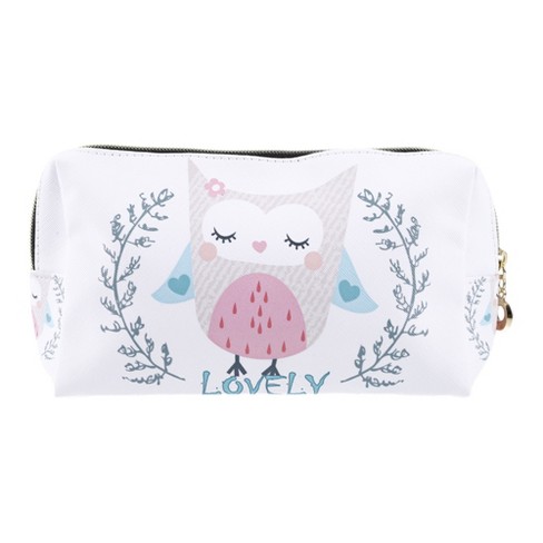 Unique Bargains Women's Durable Cute Owl Cosmetic Bag White 1 Pc : Target