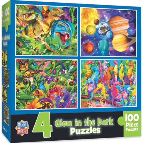 Masterpieces Kids Jigsaw Puzzle Set Blue Glow 4 pack 100 Pieces Target