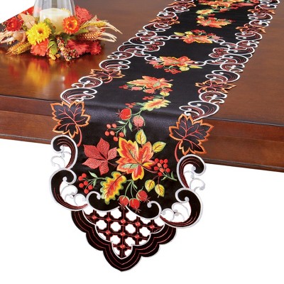 Saro Lifestyle Table Runner With Beaded Fall Leaves Design ...