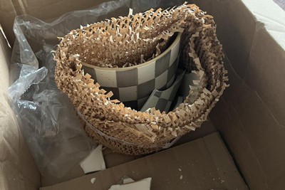 Checker Stoneware Indoor Outdoor Planter Pot Ivory 5.88"x5.88 ...