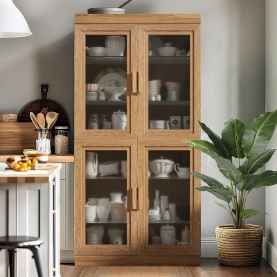 Neutypechic Wooden Bookshelf With Doors Natural Wood Modern Bookshelf ...
