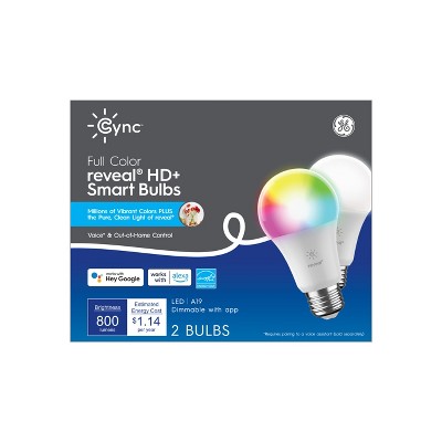 Ge Cync Reveal Smart A21 Led Light Bulbs Full Color: Voice Control ...