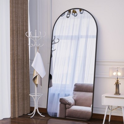 21" X 64" Full Length Arched Floor Mirror, Black-homlux: Freestanding ...