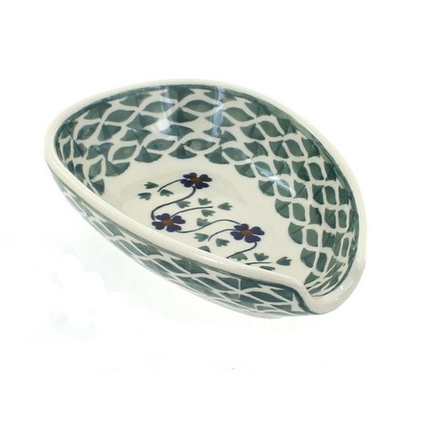 Blue Rose Polish Pottery Sage Floral Small Spoon Rest : Target