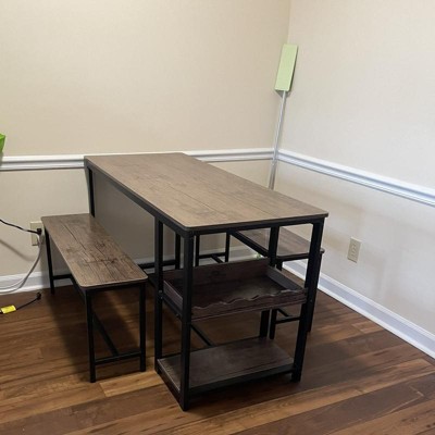 Costway 3 Pcs Dining Table Set For 4 Kitchen Dining Room Table & 2 ...