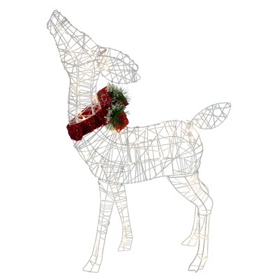Northlight 35" Led Lighted Standing Reindeer With Bow Outdoor Christmas ...