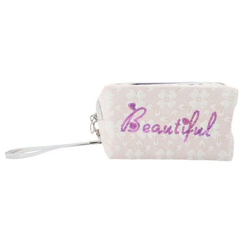Unique Bargains Women's Portable Sequin Beautiful Makeup Bag 1 Pc Pink ...