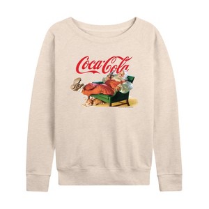 Women's Coca-Cola Santa Coke Lightweight French Terry Wide Neck Long ...