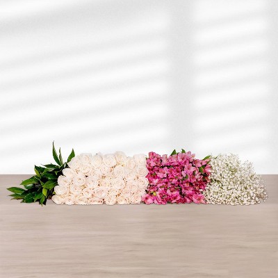 Build Your Own Bouquet - Fresh Cut White Roses, Alstroemeria ...
