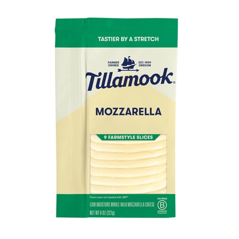 Tillamook Farmstyle Whole Milk Mozzarella Cheese Slices - 8oz/9 Slices ...