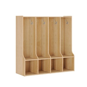 Kids Cubby Coat Organizer with 4 Sections and 8 Hooks, White Entryway ...