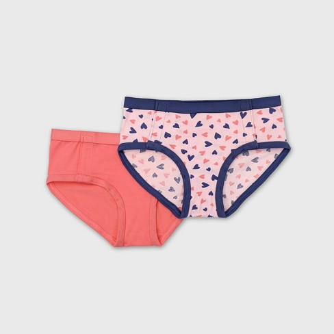 Girls' Adaptive 2pk Heart Briefs - Cat & Jack™ Salmon Pink S : Target
