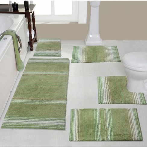 Set Of 5 Gradiation Rug Collection Sage Cotton Tufted Bath Rug Set ...
