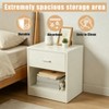 White Modern Nightstand with Drawer & Open Storage Shelf, Wooden ...