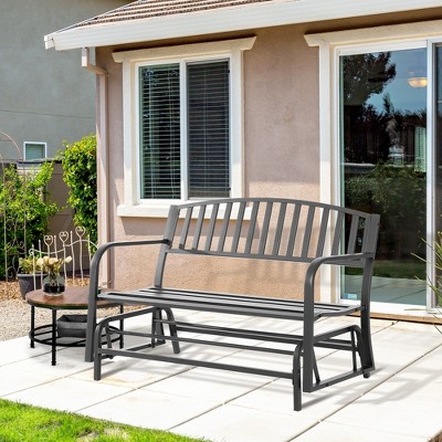 Outsunny Patio Glider Bench Outdoor Swing Rocking Chair Loveseat with ...