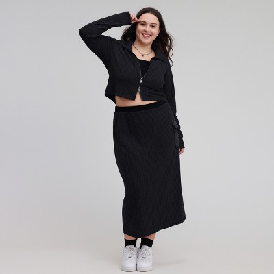 Women’s Rib-knit Raglan Sleeved Double Slider Zipper Top - Wild Fable ...