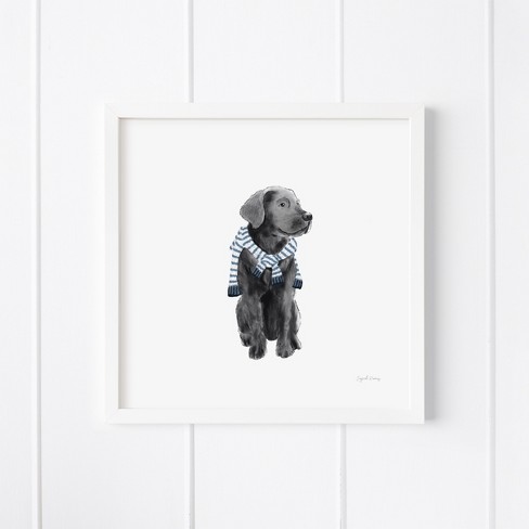 Preppy Black Lab Framed Museum Quality 12" X 12" Art Print By Ramus ...