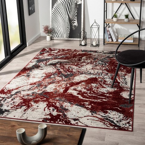 Luxe Weavers Abstract Marble Swirl Red 6x9 Area Rug : Target