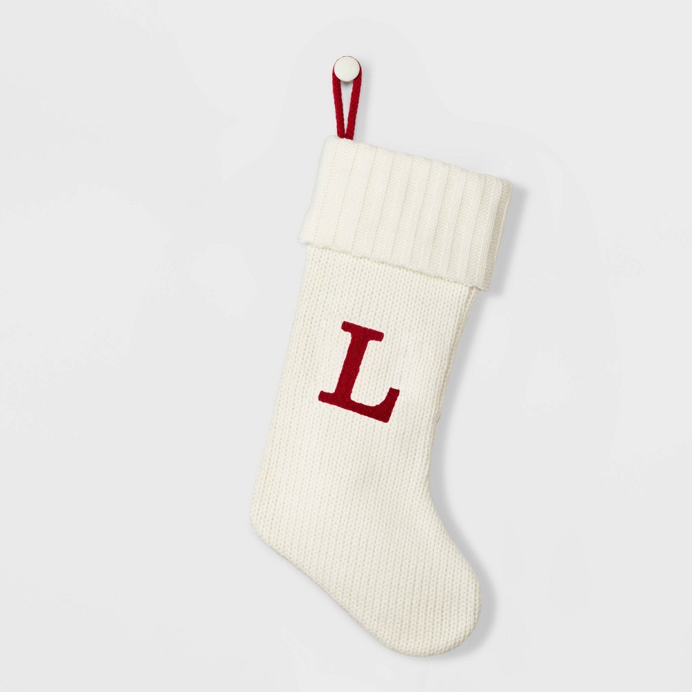 Knit Monogram Stocking White L - Wondershop **3**