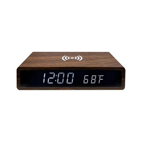 Ztech Wireless Charger Clock With Led Clock, Dark Brown : Target