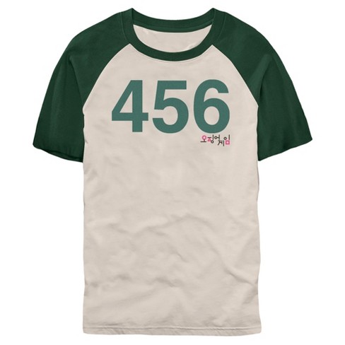 Men's Squid Game Player 456 Logo Baseball Tee - White/forest Green ...