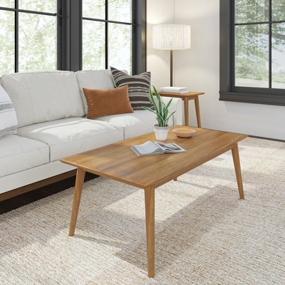 Plank+beam 40" Mid Century Modern Coffee Table, Solid Wood Tables For ...