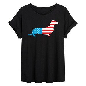 Women's - Instant Message - Americana Dachshund Oversized Graphic T ...