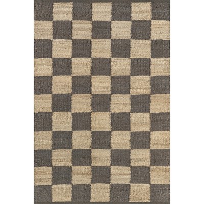 Nuloom Christana Traditional Checkered Jute Area Rug 8x10, Dark Gray ...