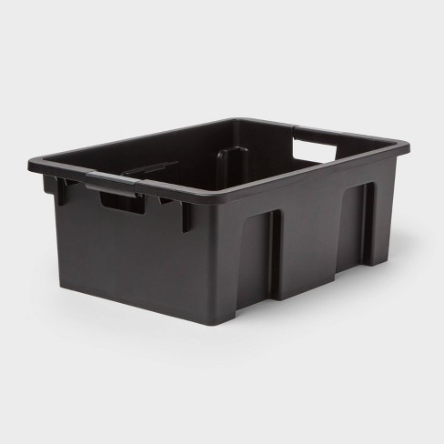 Medium Stackable Storage Bin - Brightroom™: Black Polypropylene Utility ...
