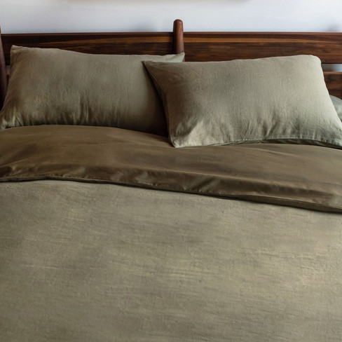 French Linen And Cotton Duvet Cover & Sham Set - Twin/twin Xl - Moss ...