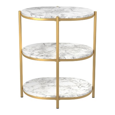 Colton Solid Marble Top Accent Table With Metal Base White/gold - Finch ...