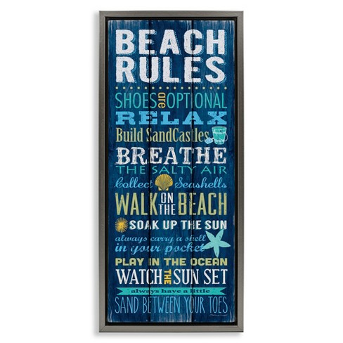 Stupell Industries Blue Planked Beach Rules Sign, 15" X 31" : Target